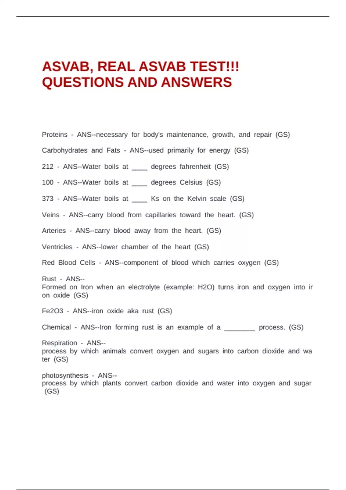 ASVAB 2024 QUESTIONS AND CORRECT DETAILED ANSWERS (VERIFIED ANSWERS ...