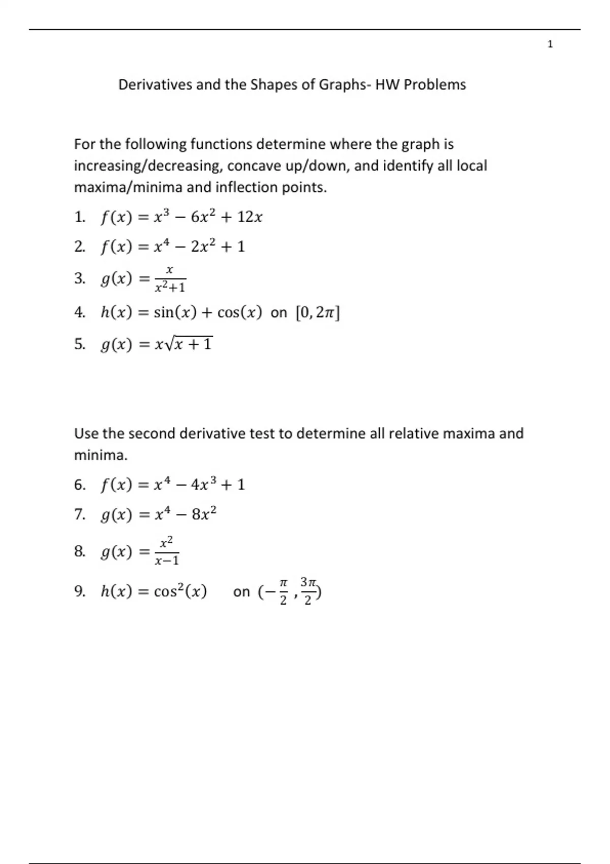 Derivatives and the Shapes of Graphs Questions, guaranteed and verified ...