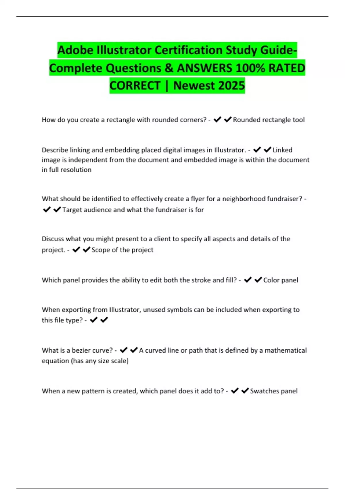 Adobe Illustrator Certification Study Guide- Complete Questions ...