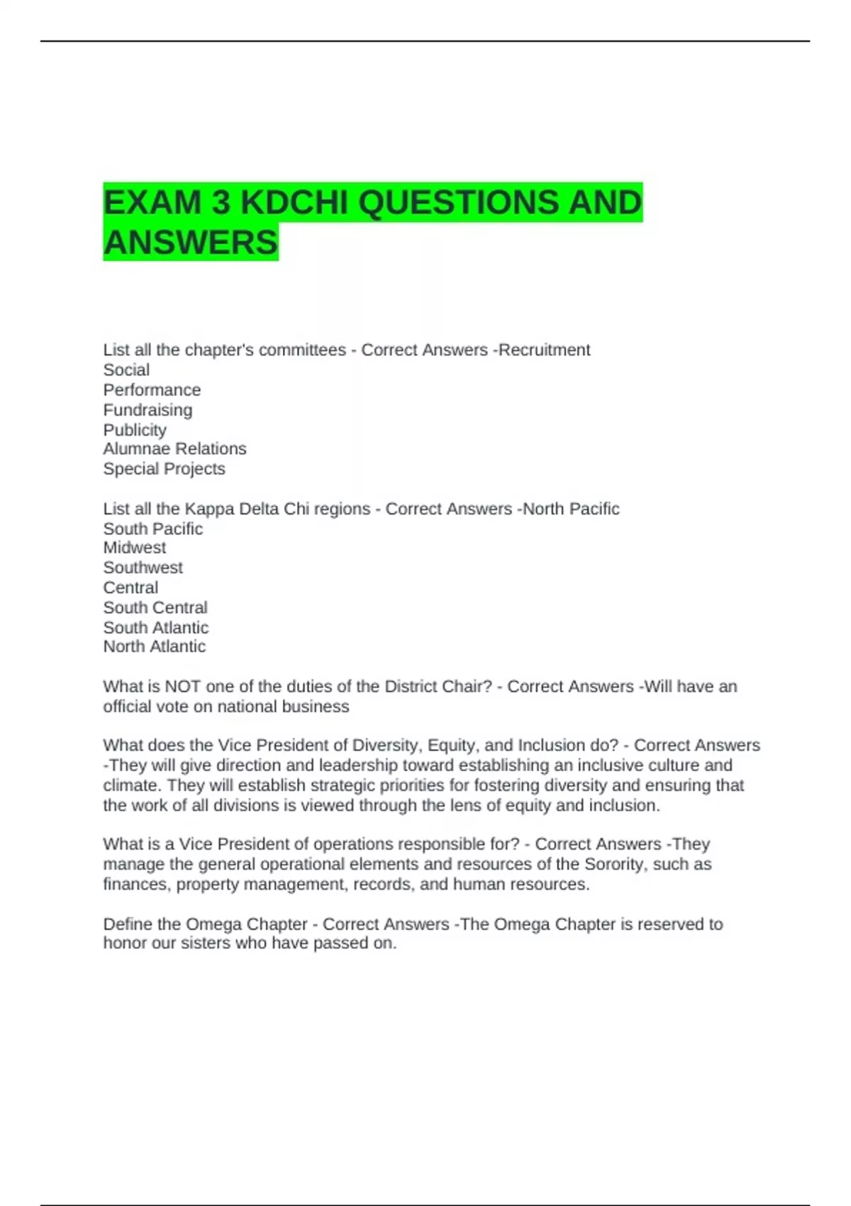 KDCHI Exam Bundle 2025 - Stuvia US