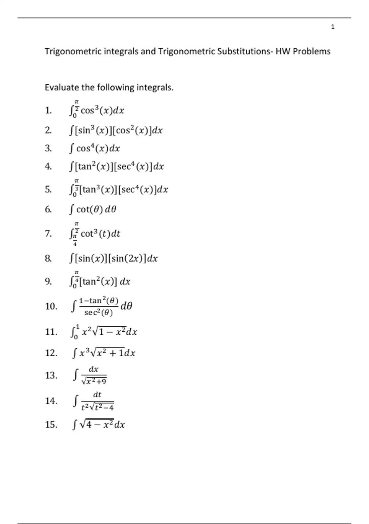 Calculus 2-Trigonometric integrals and Trigonometric Substitutions ...
