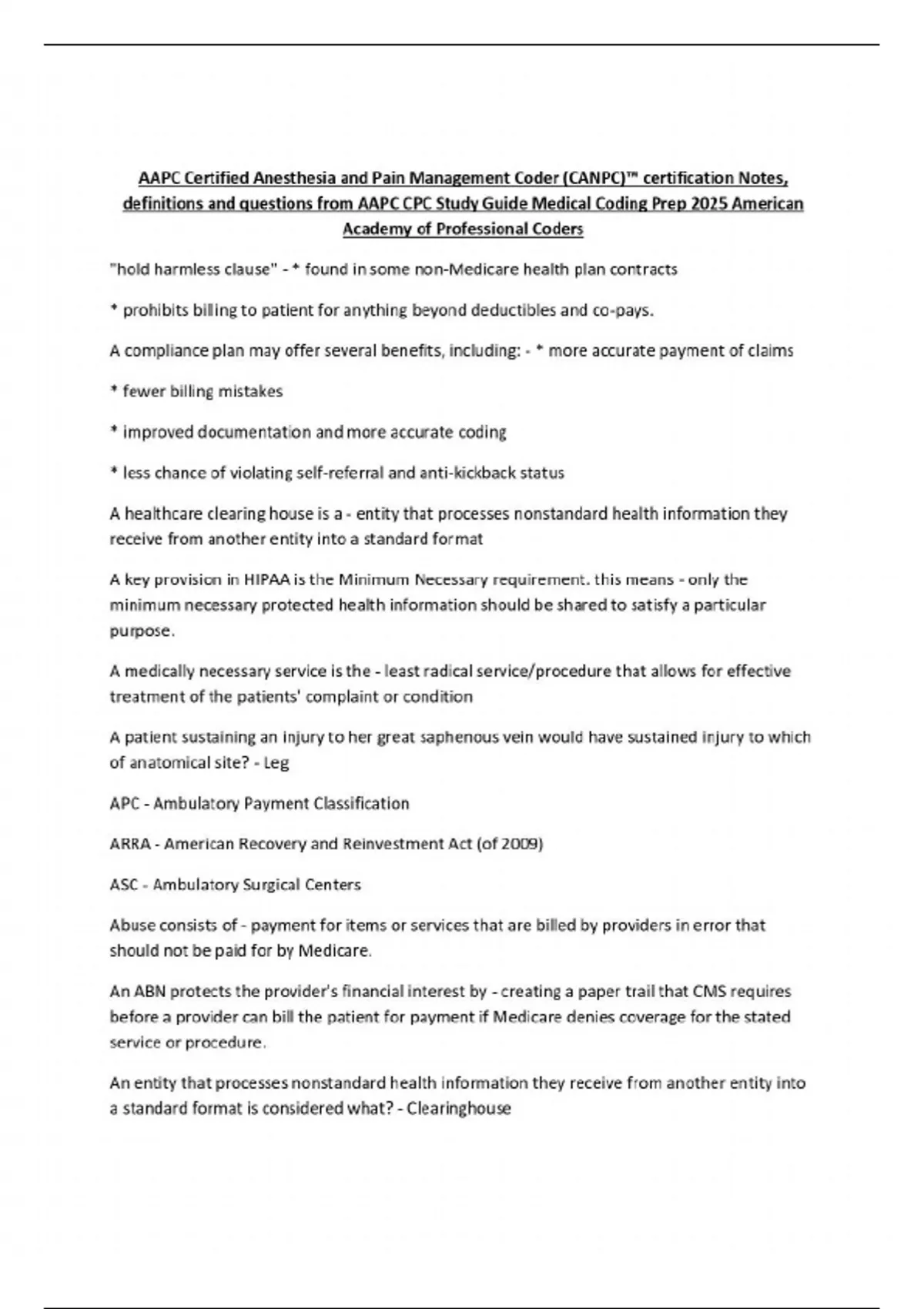 AAPC Certified Anesthesia and Pain Management Coder (CANPC ...