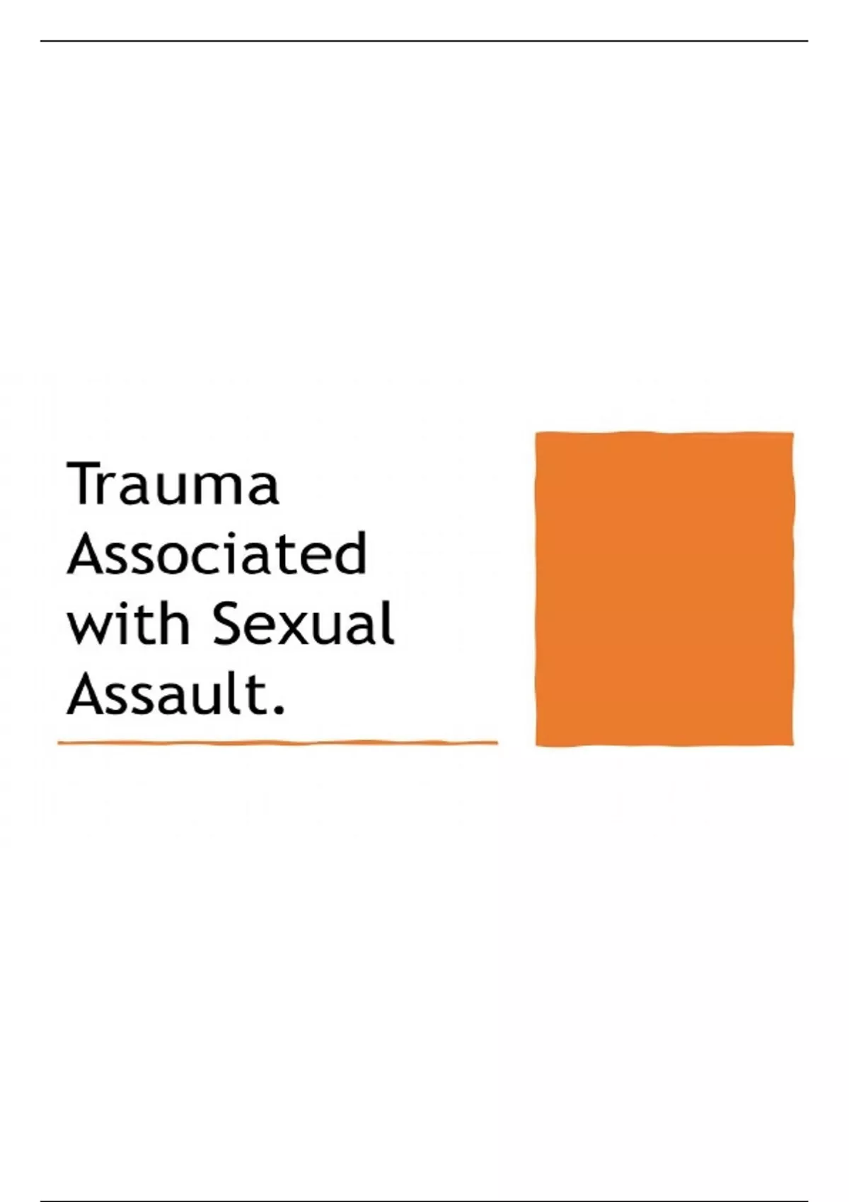 NR 605 week 7 Assignment:Trauma Associated with Sexual Assault|Latest ...