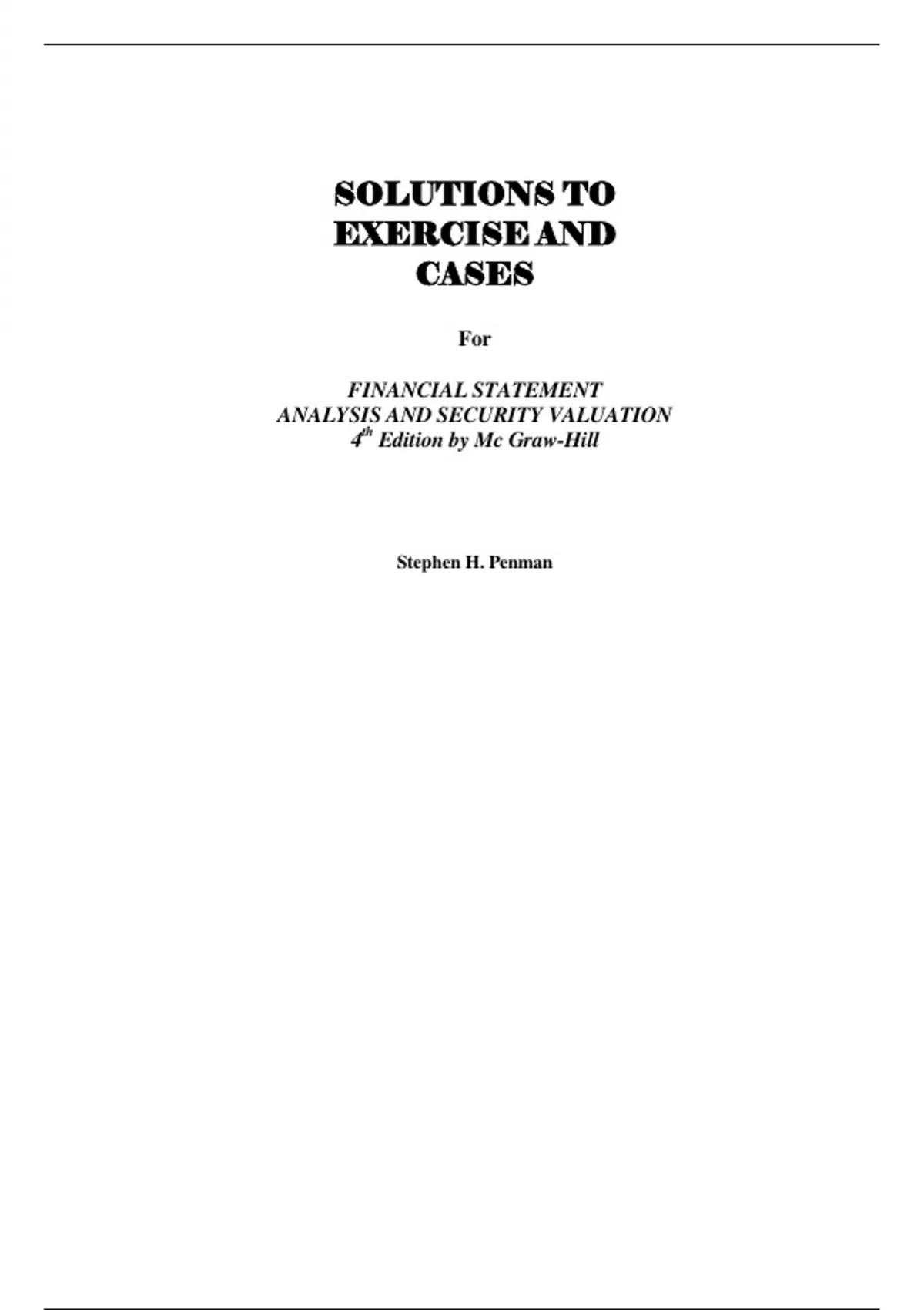 Solutions to Exercise and Cases For Financial Statement Analysis and ...