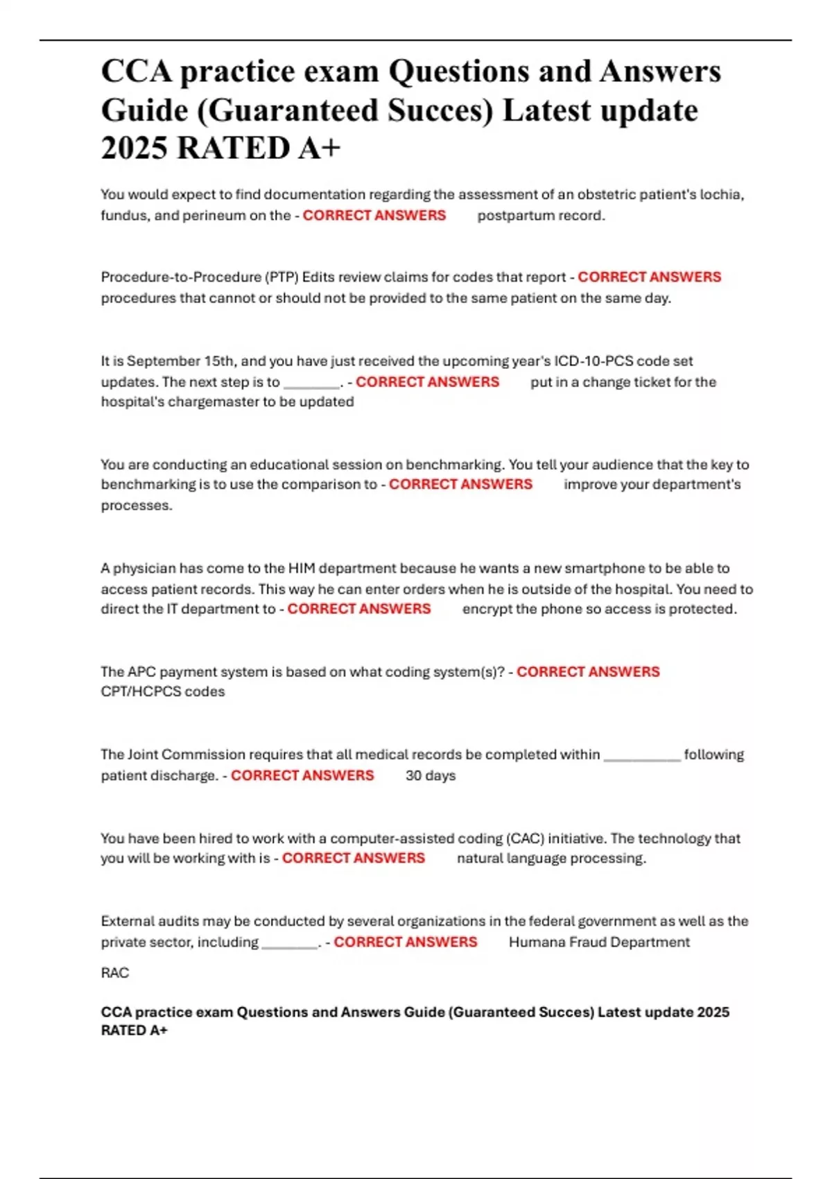 CCA practice exam Questions and Answers Guide (Guaranteed Succes ...