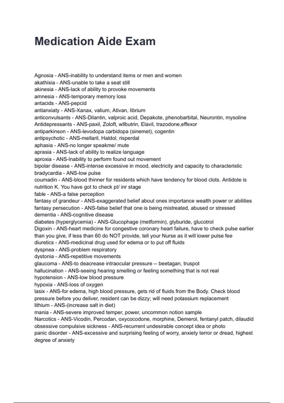 Medication Aide Exam QUESTIONS AND CORRECT DETAILED ANSWERS 2025/2026 ...