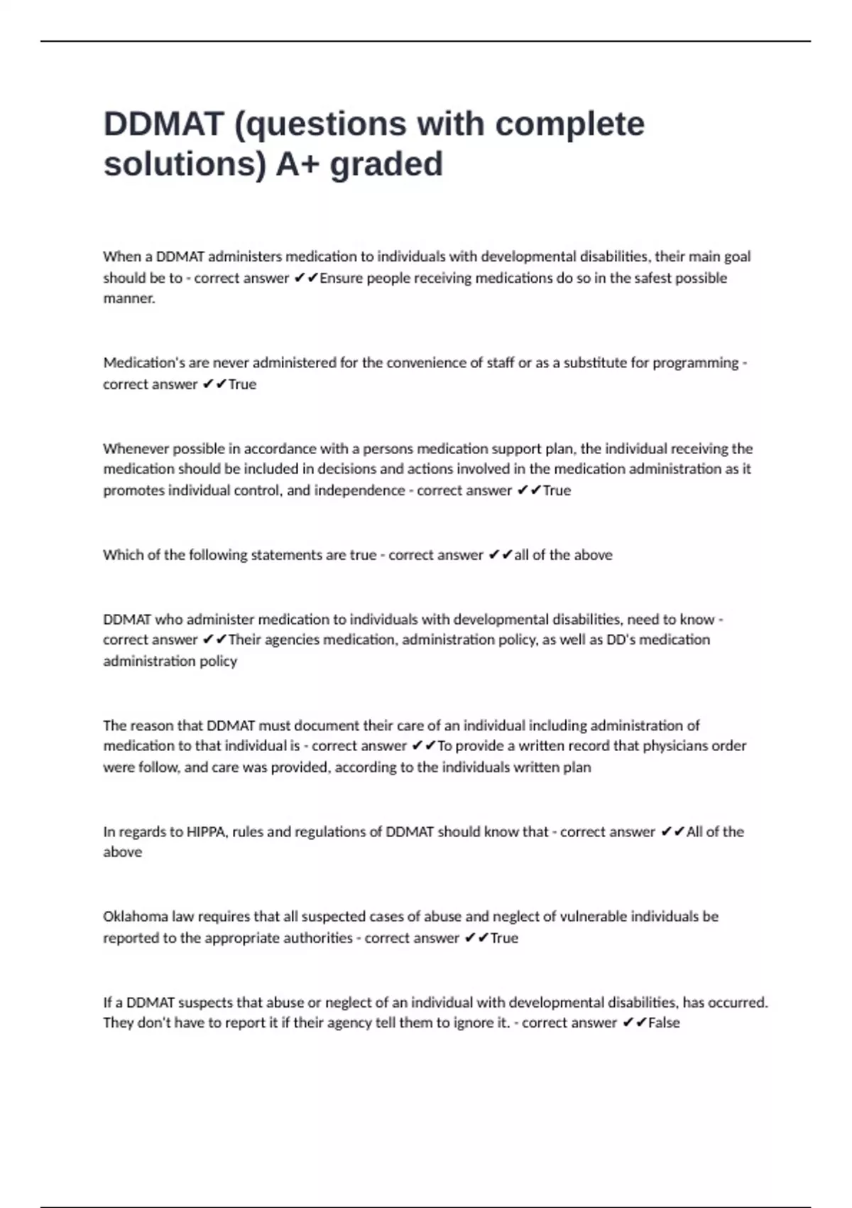 DDMAT (questions with complete solutions) A+ graded - DDMAT - Stuvia US