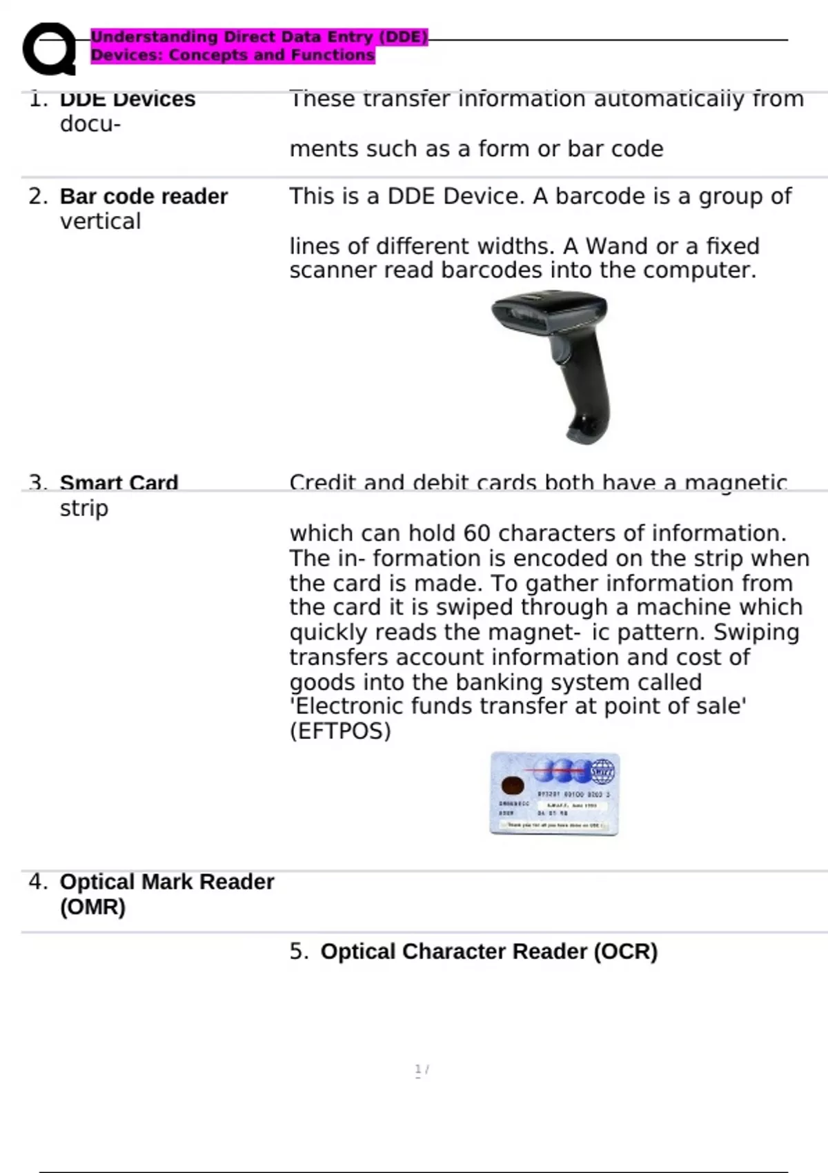 Understanding Direct Data Entry (DDE) Devices: Concepts and Functions - DDE - Stuvia US