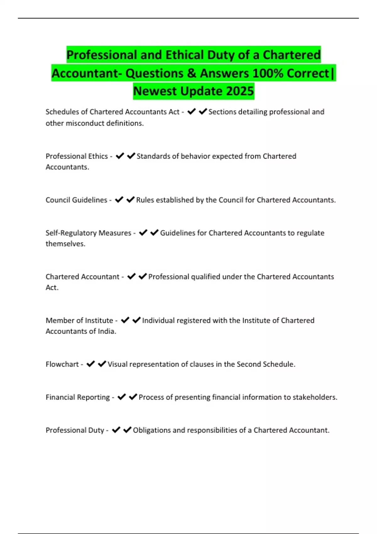 Professional and Ethical Duty of a Chartered Accountant- Questions ...