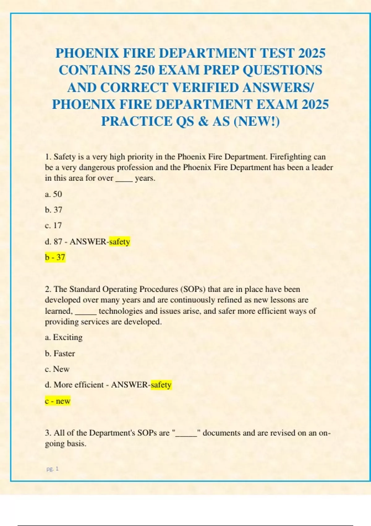 PHOENIX FIRE DEPARTMENT TEST 2025 CONTAINS 250 EXAM PREP QUESTIONS AND ...