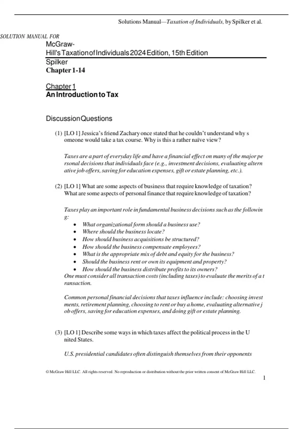 Solution Manual for McGraw-Hill's Taxation of Individuals 2024 Edition ...