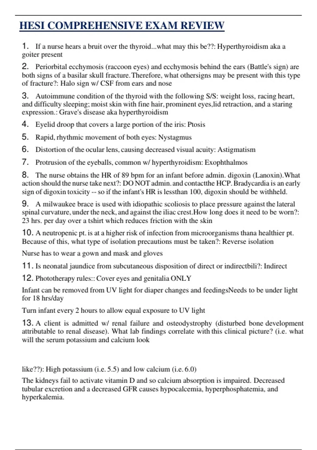 HESI COMPREHENSIVE EXAM REVIEW 2024/2025 | QUESTIONS WITH 100% VERIFIED ...