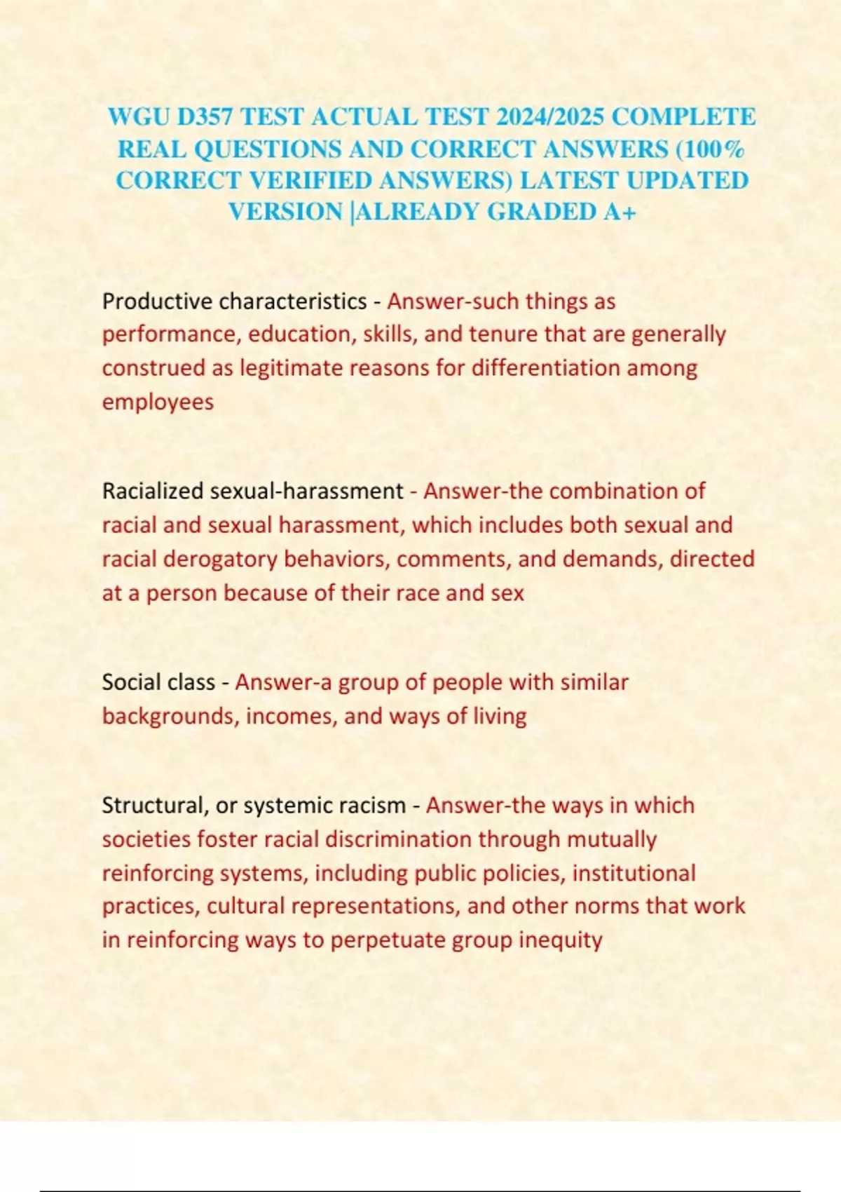 WGU D357 TEST ACTUAL TEST 2024/2025 COMPLETE REAL QUESTIONS AND CORRECT ...