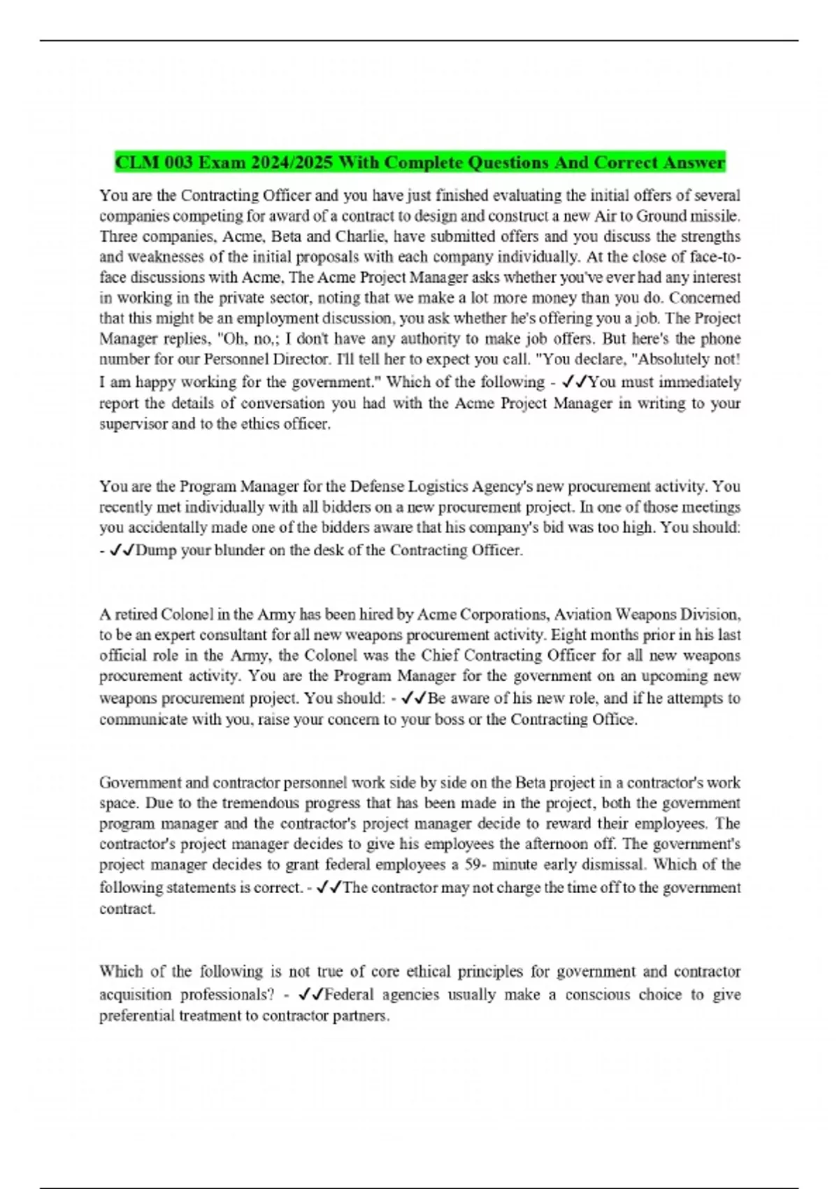 CLM 003 Exam 2024/2025 With Complete Questions And Correct Answer ...