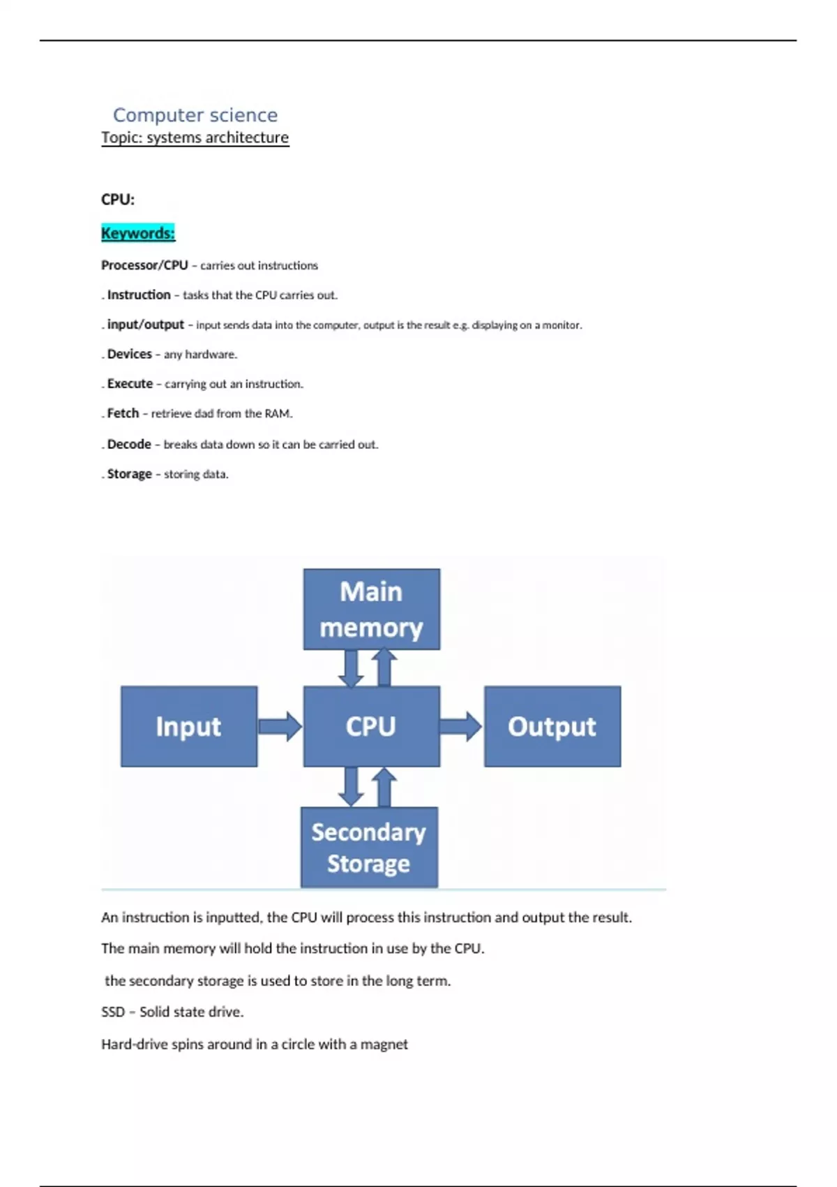 Summary CPU and Processor - Computing - Stuvia UK