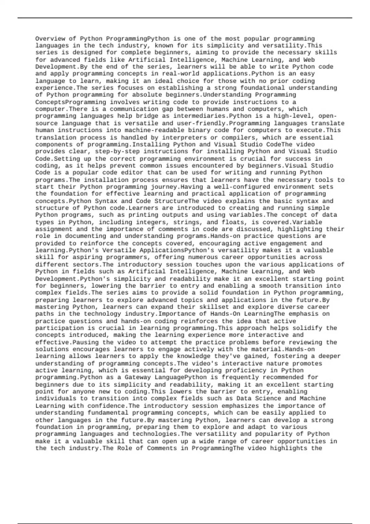 Summary The Basics Of Computer Programming Languages Types And Applications Cse 181 Vssd