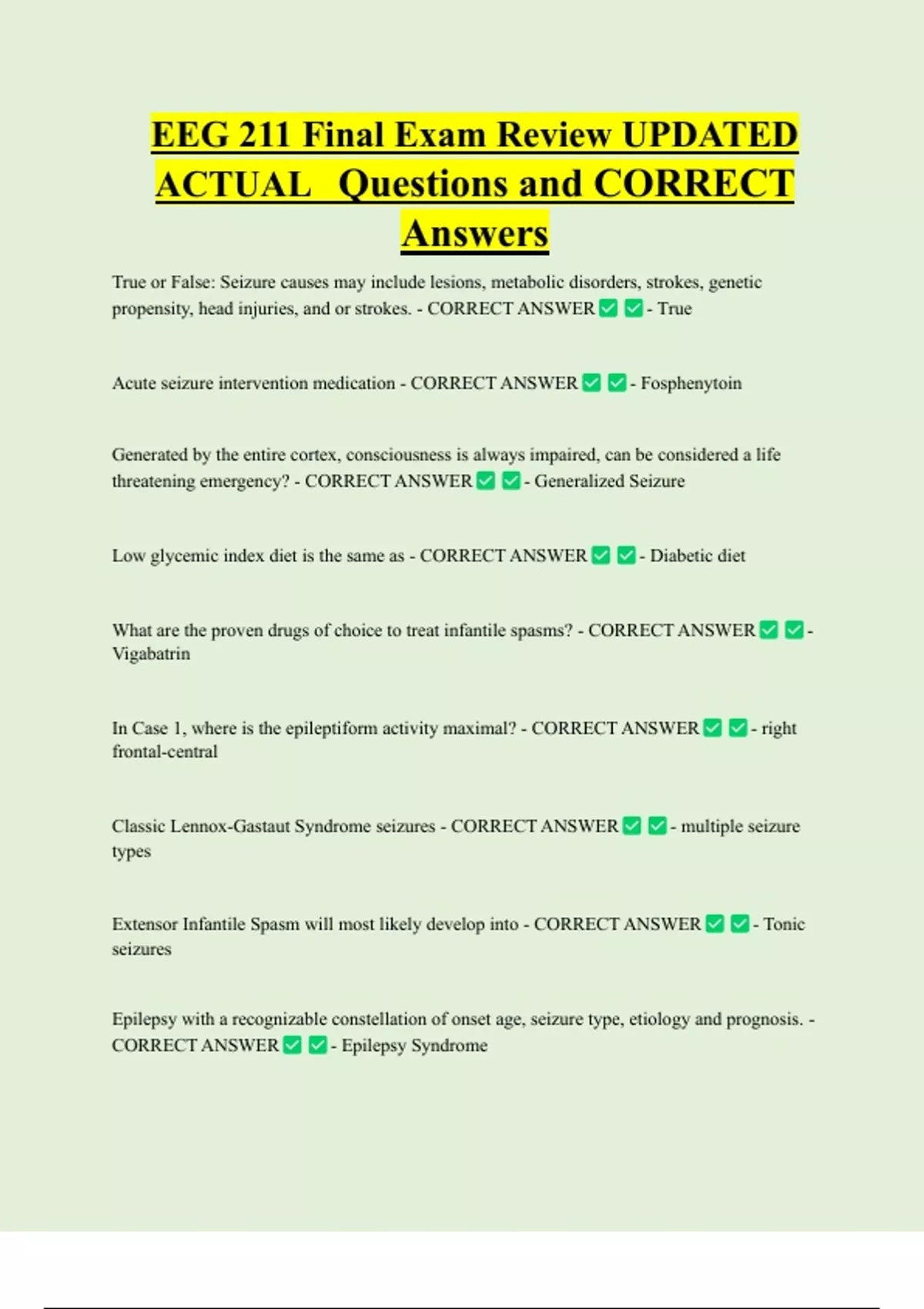 EEG 211 Final Exam Review UPDATED ACTUAL Questions and CORRECT Answers - EEG - Stuvia US