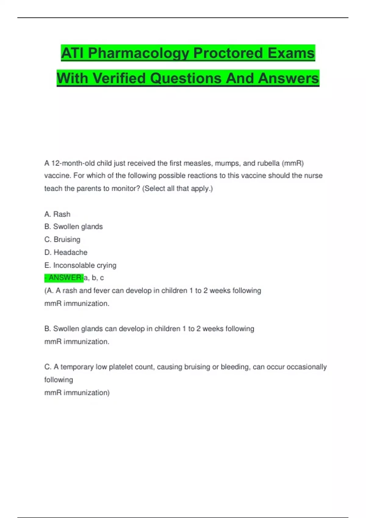 ATI PHARMACOLOGY PROCTORED EXAMS WITH COMPLETE QUESTIONS AND ANSWERS ...