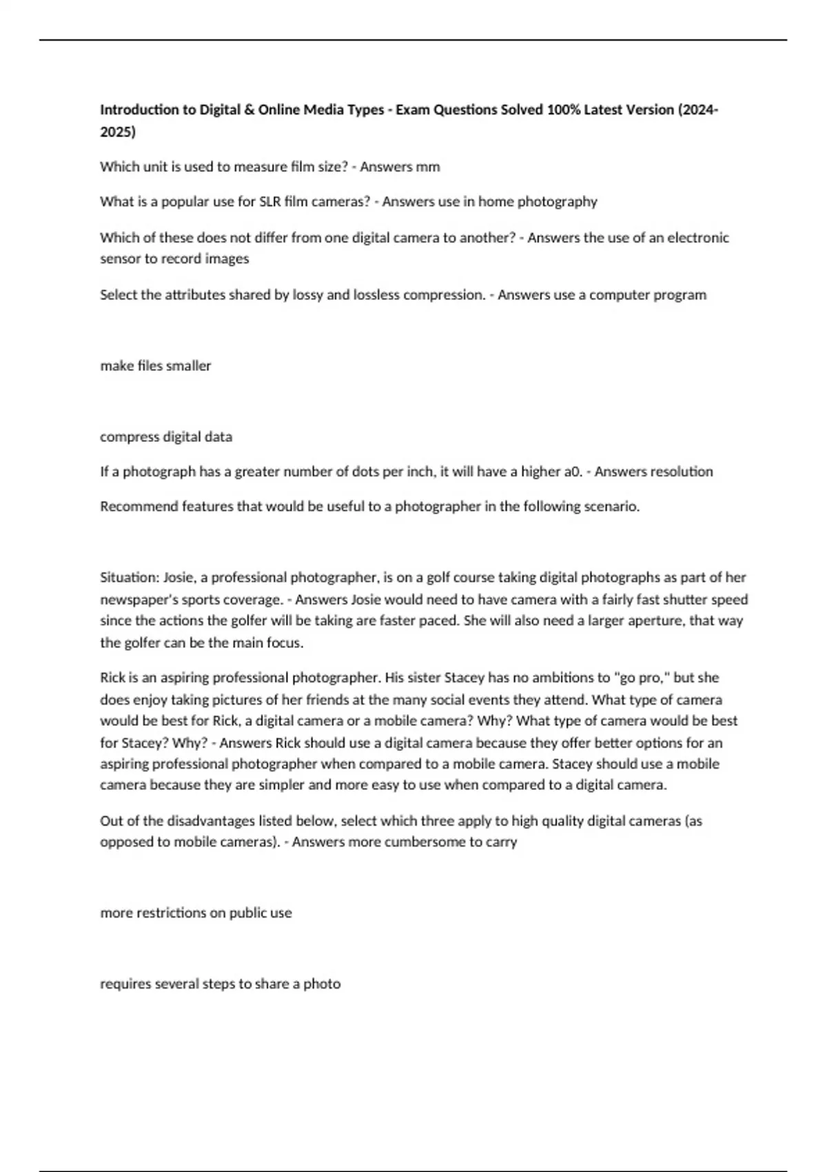 Introduction to Digital & Online Media Types - Exam Questions Solved ...