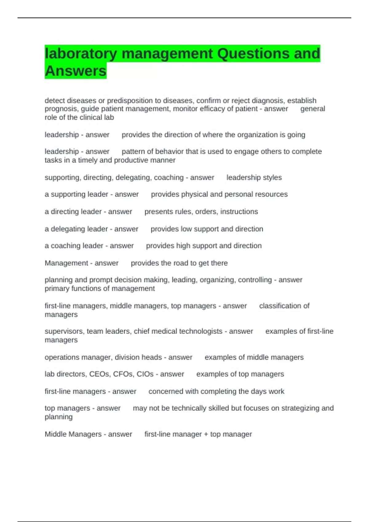 laboratory management Questions and Answers - Laboratory management ...
