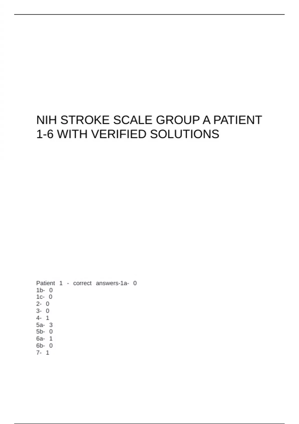 NIH Stroke Scale Group A Patient 1-6 - NIH Stroke Scale Group A Patient ...