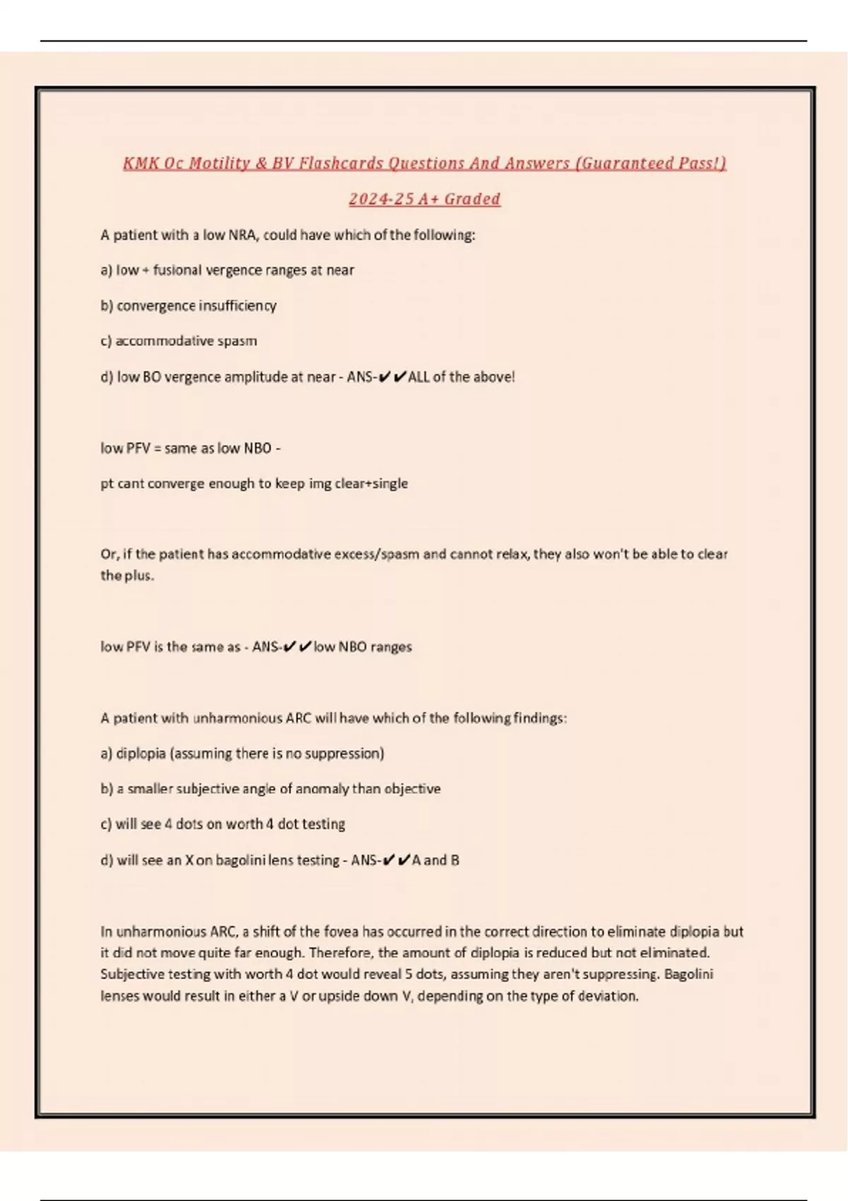 KMK Oc Motility & BV Flashcards Questions And Answers (Guaranteed Pass!) 2024-25 A+ Graded - KMK ...