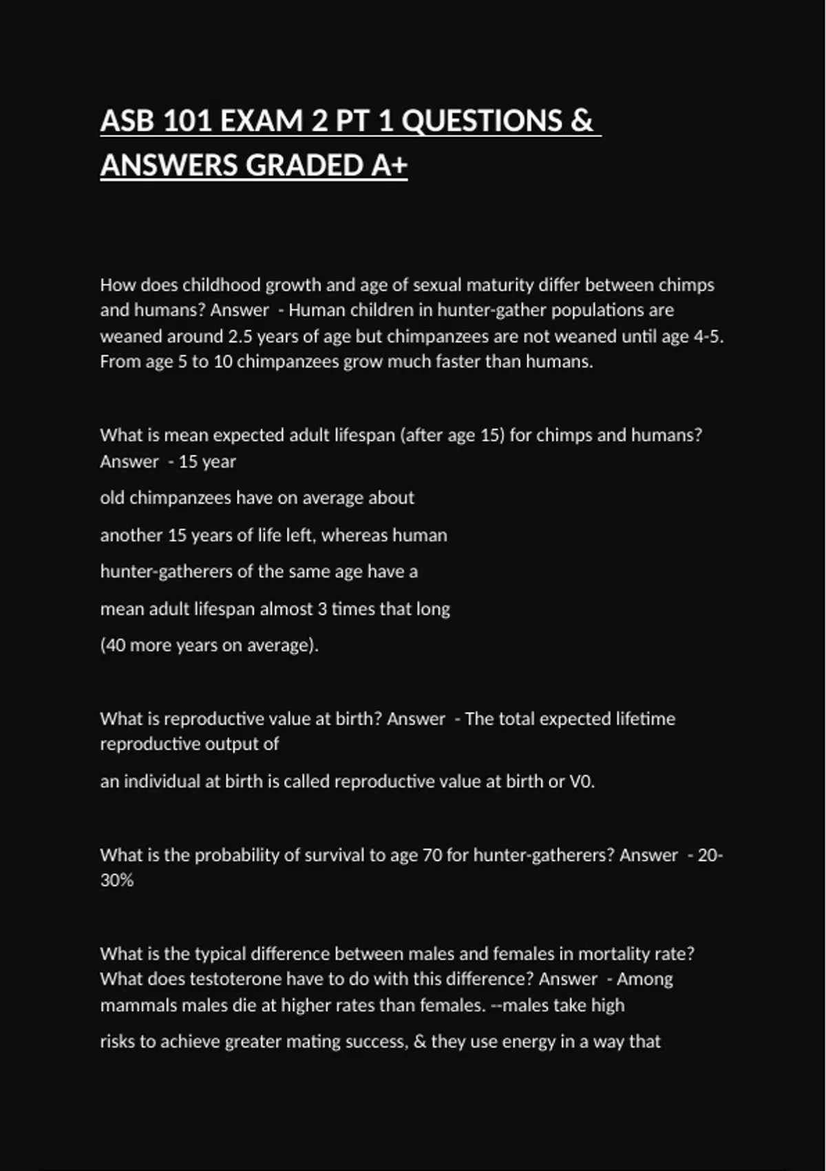 ASB 101 EXAM 2 PT 1 QUESTIONS & ANSWERS GRADED A+ - ASB 101 - Stuvia US