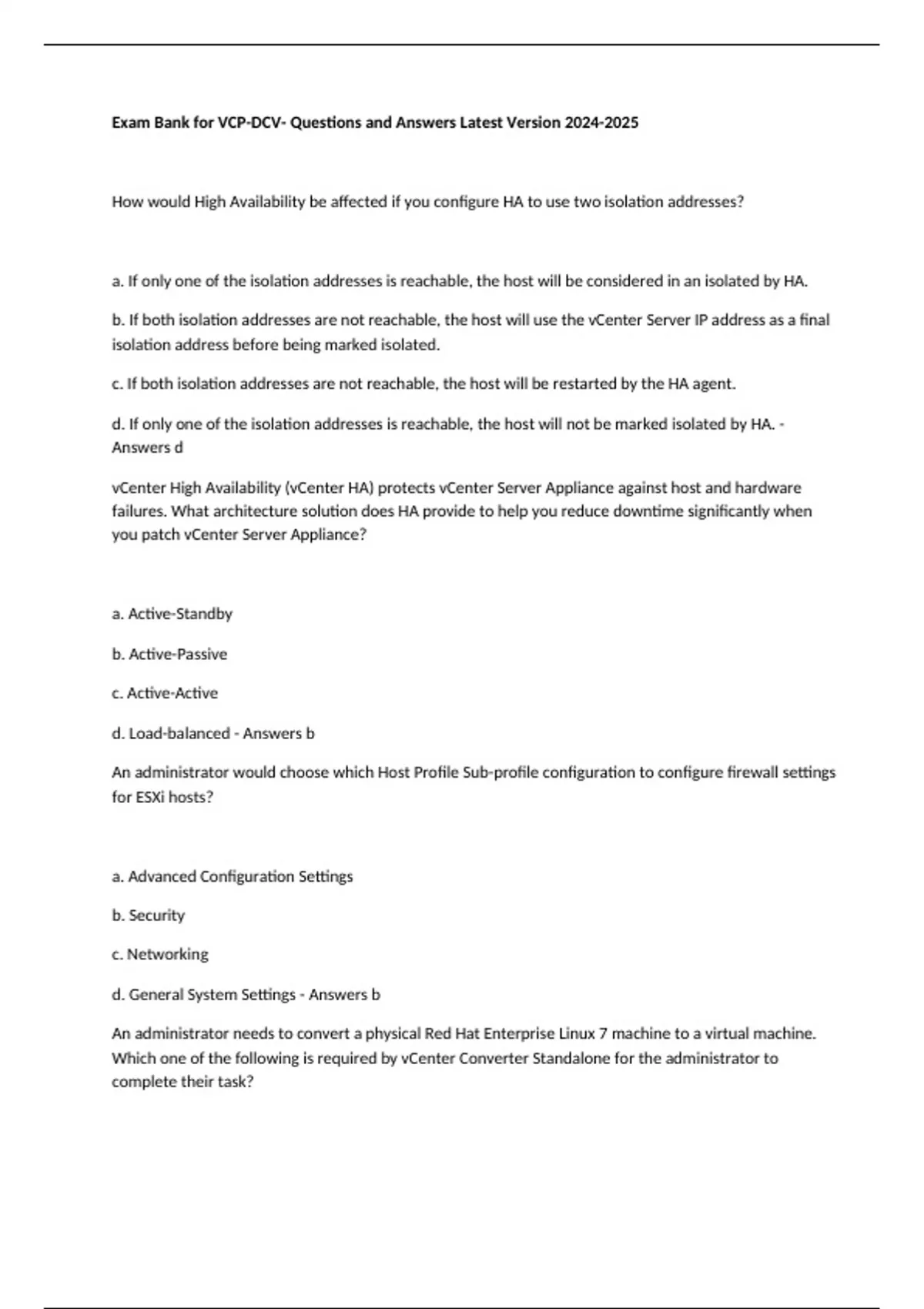 Exam Bank for VCP-DCV- Questions and Answers Latest Version - VCP-DCV ...