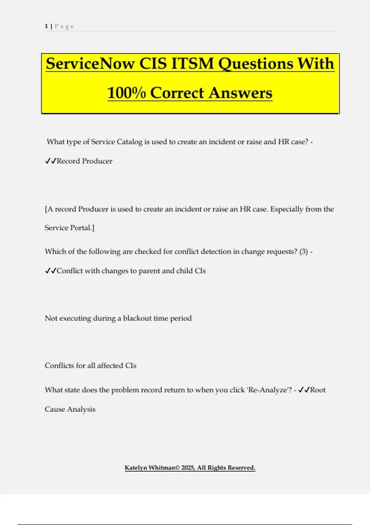 ServiceNow CIS ITSM Questions With 100% Correct Answers - ServiceNow ...