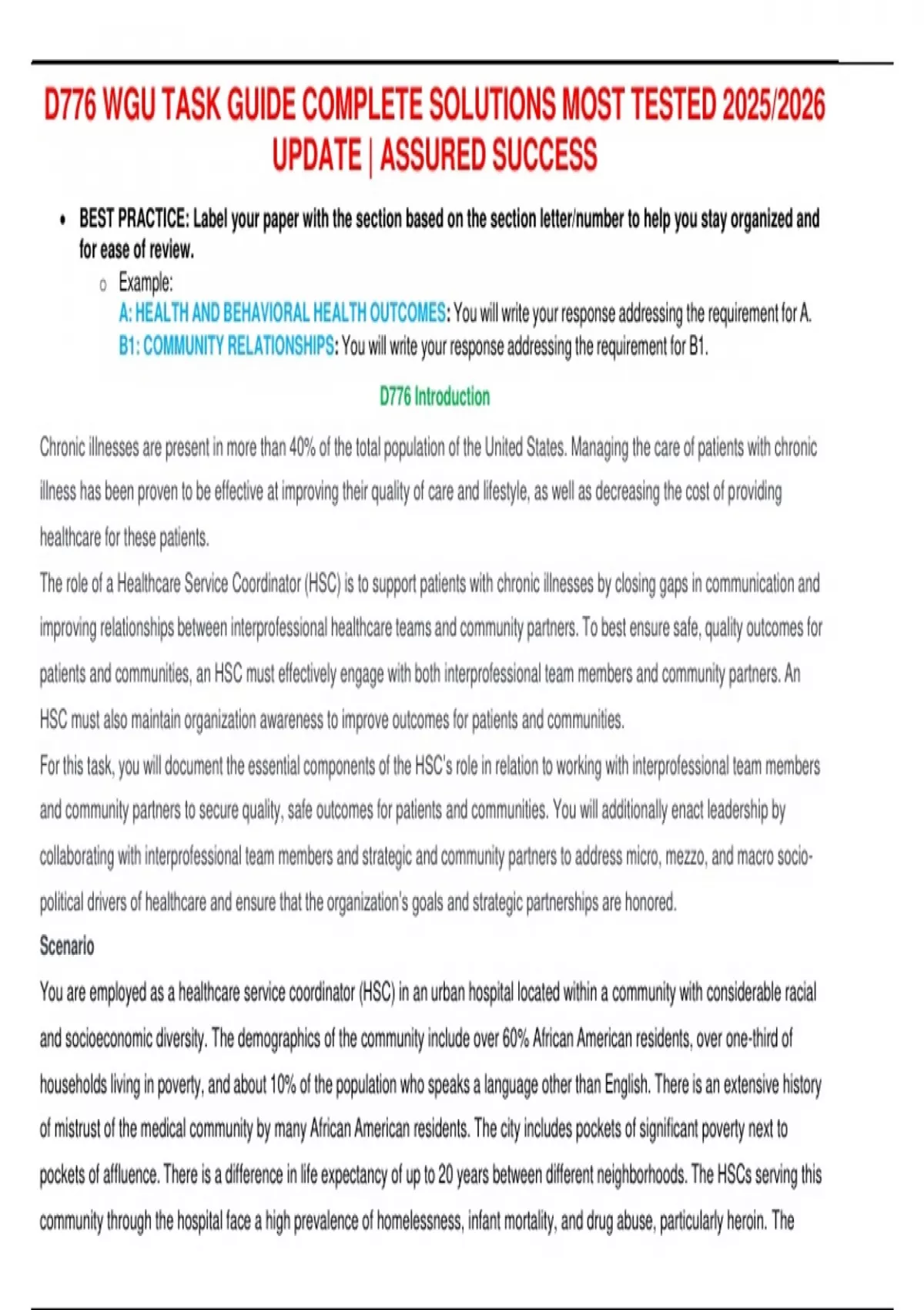 D776 WGU TASK GUIDE COMPLETE SOLUTIONS MOST TESTED 2025/2026 UPDATE ...