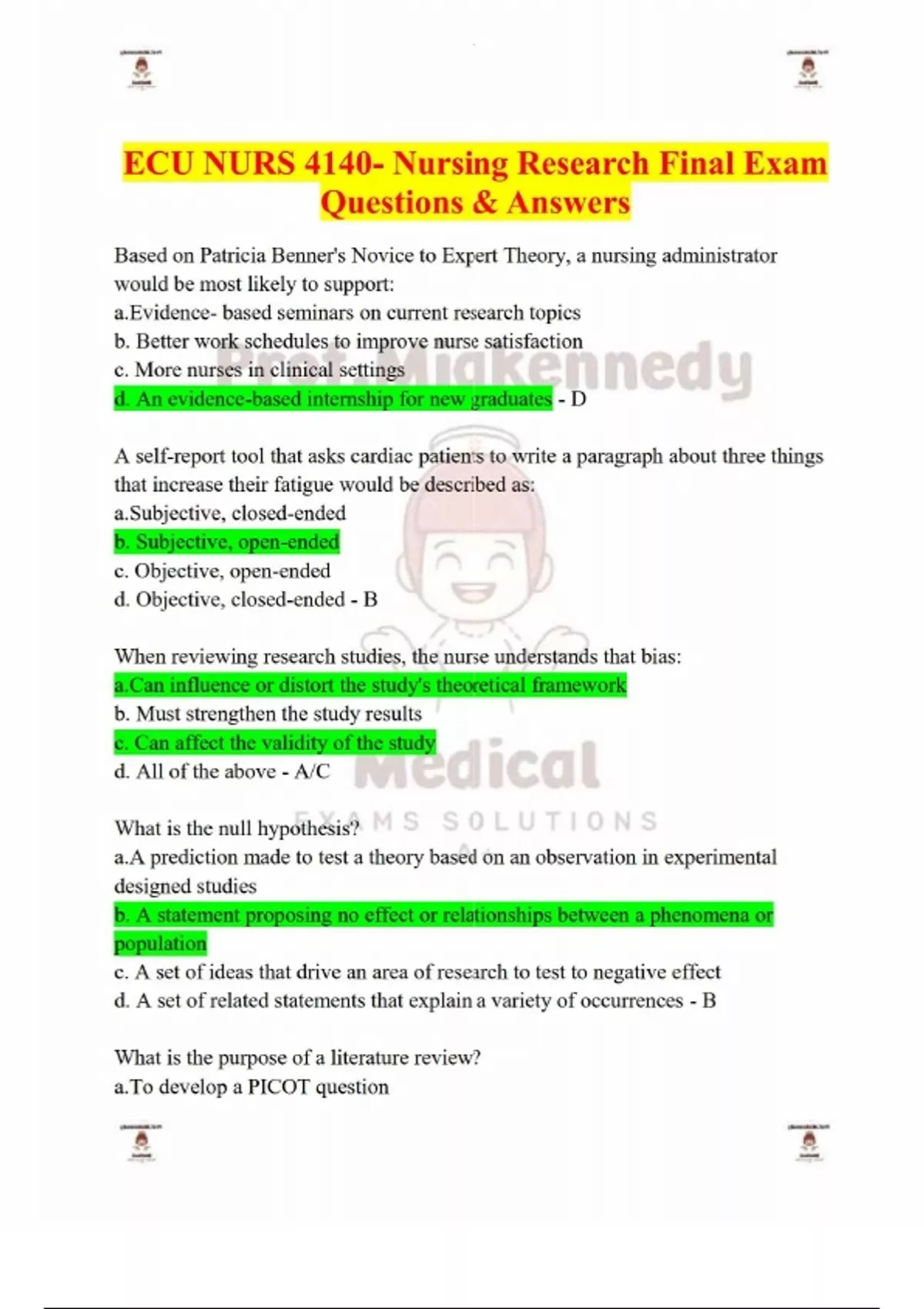 ECU NURS 4140- Nursing Research Final Exam Questions & Answers - ECU NURS 4140- Nursing Research ...