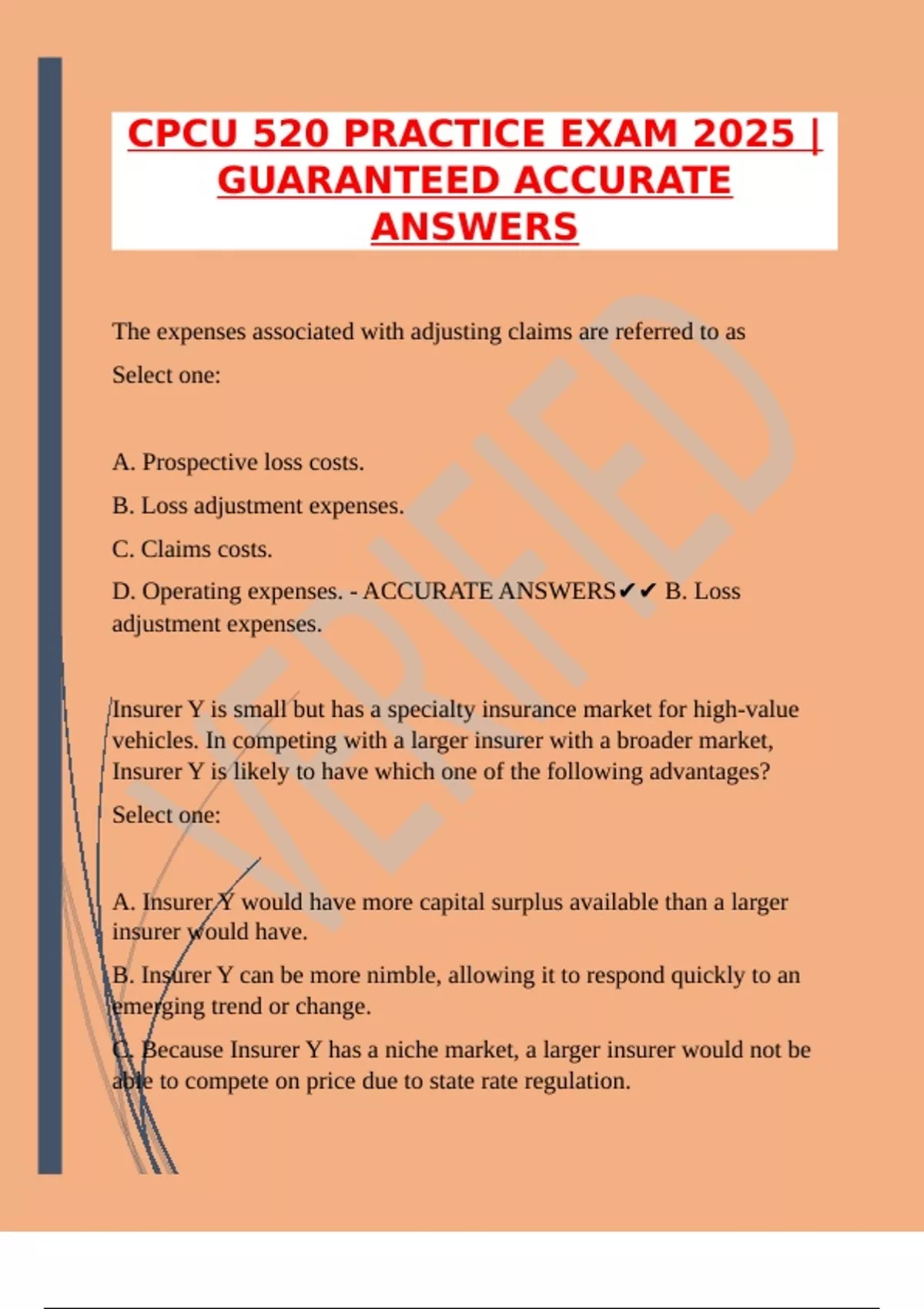 CPCU 520 PRACTICE EXAM 2025 |GUARANTEED ACCURATE ANSWERS - CPCU 520 ...