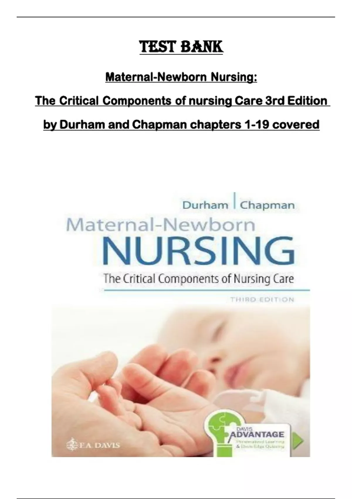 TEST BANK for Maternal-Newborn Nursing: The Critical Components of ...