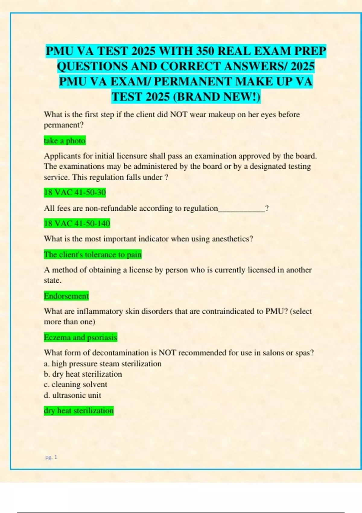 PMU VA TEST 2025 WITH 350 REAL EXAM PREP QUESTIONS AND CORRECT ANSWERS ...