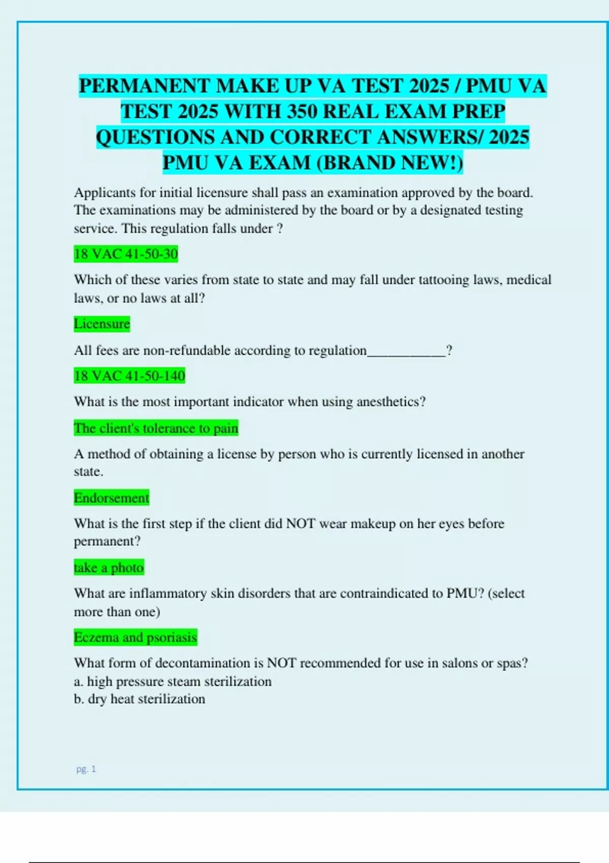 PERMANENT MAKE UP VA TEST 2025 / PMU VA TEST 2025 WITH 350 REAL EXAM ...