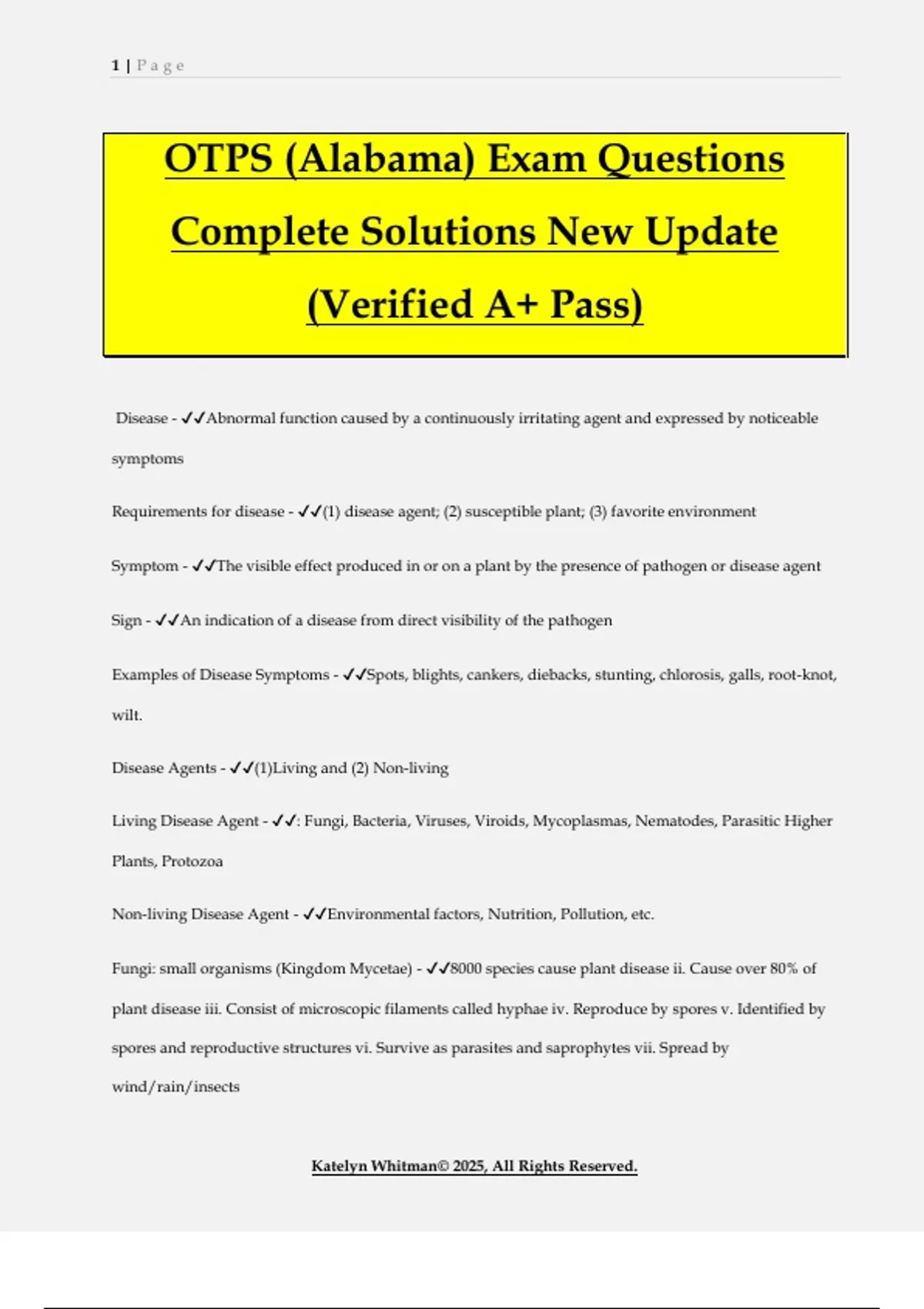 OTPS (Alabama) Exam Questions Complete Solutions New Update (Verified ...