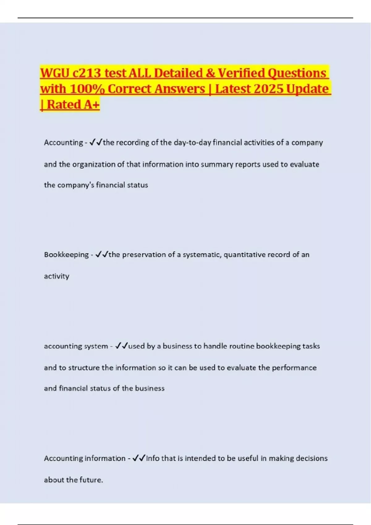 WGU c213 test ALL Detailed & Verified Questions with 100% Correct ...