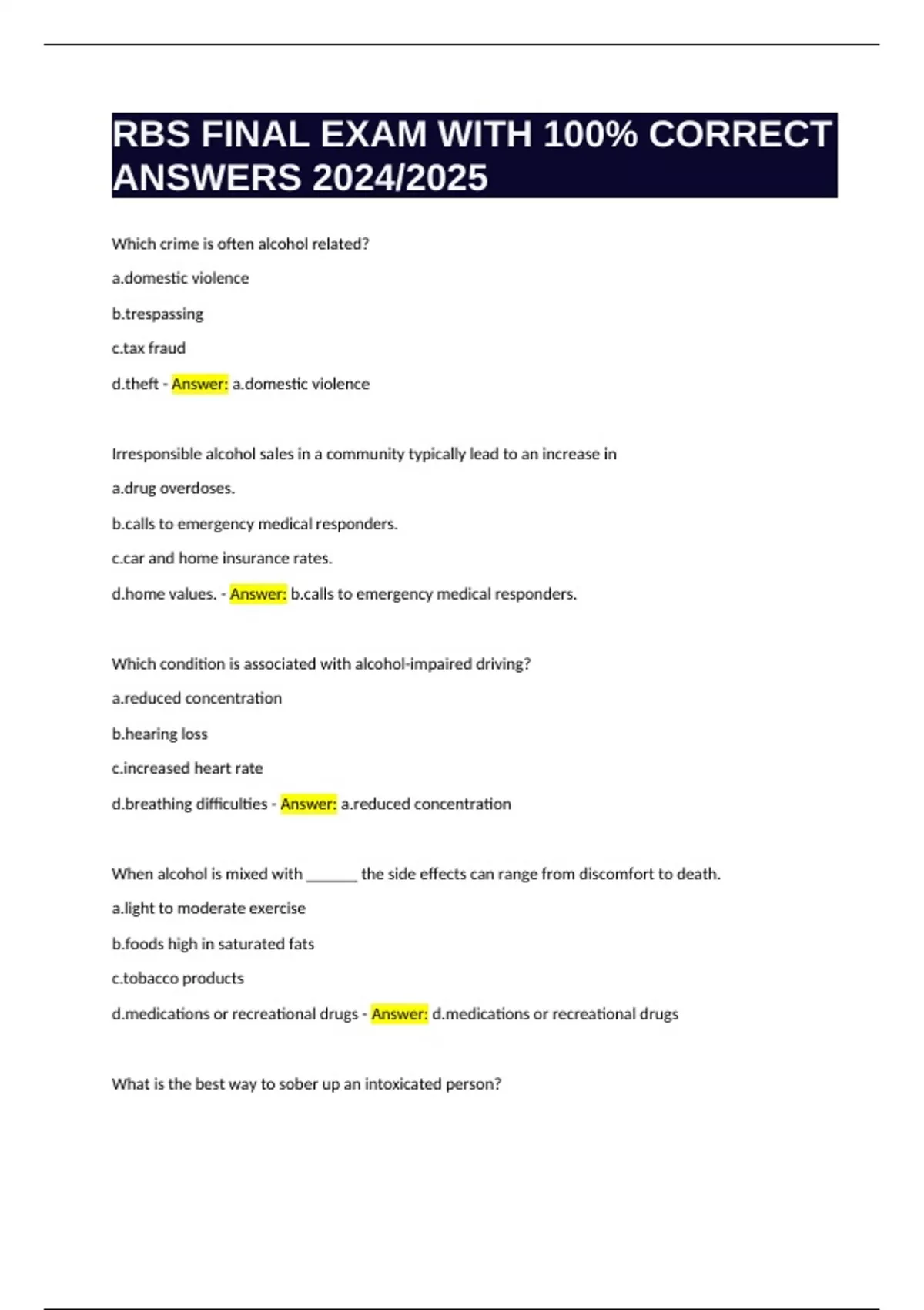 RBS FINAL EXAM WITH 100- CORRECT ANSWERS - BMW Associate level ASE ...