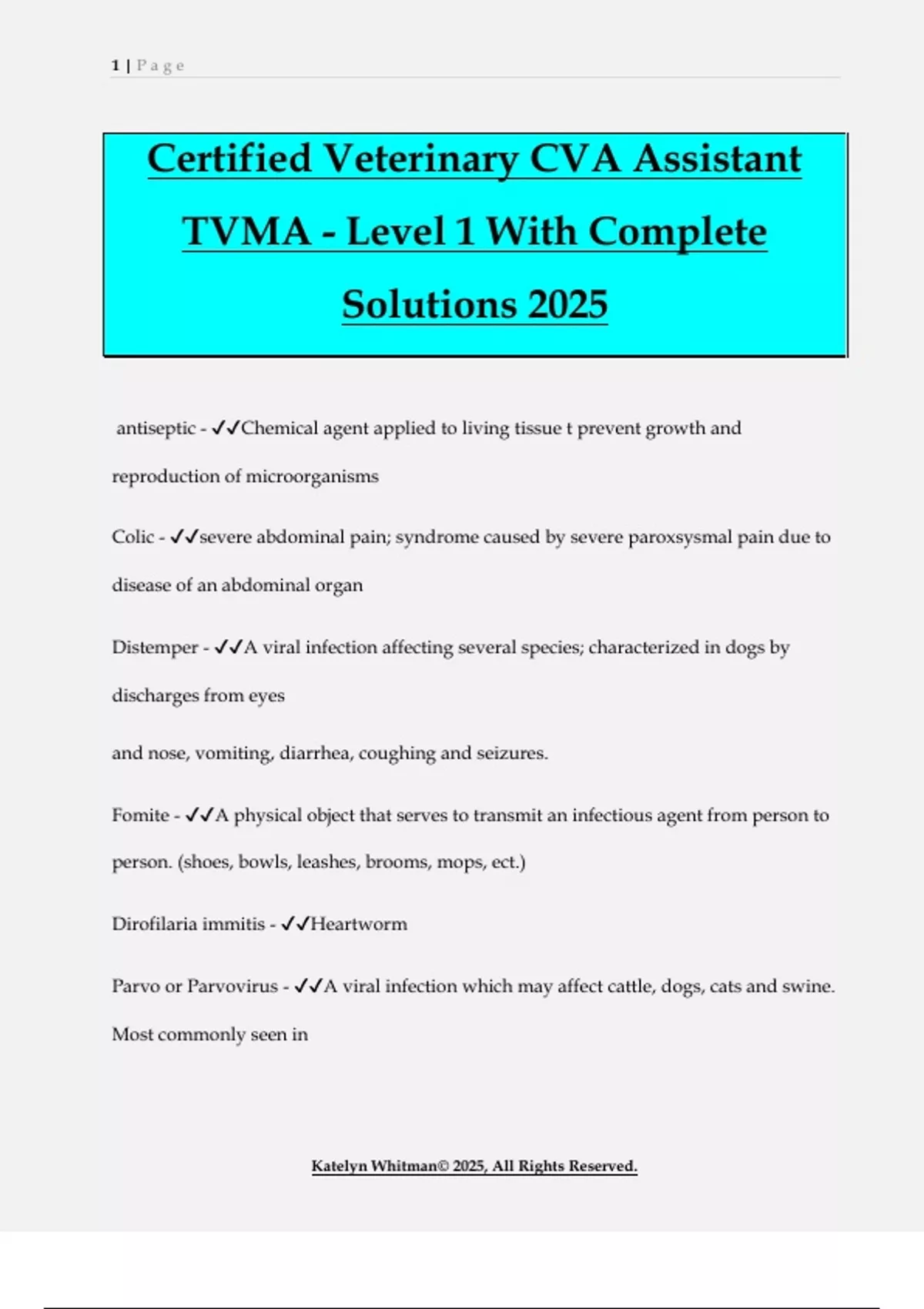 Certified Veterinary CVA Assistant TVMA - Level 1 With Complete ...