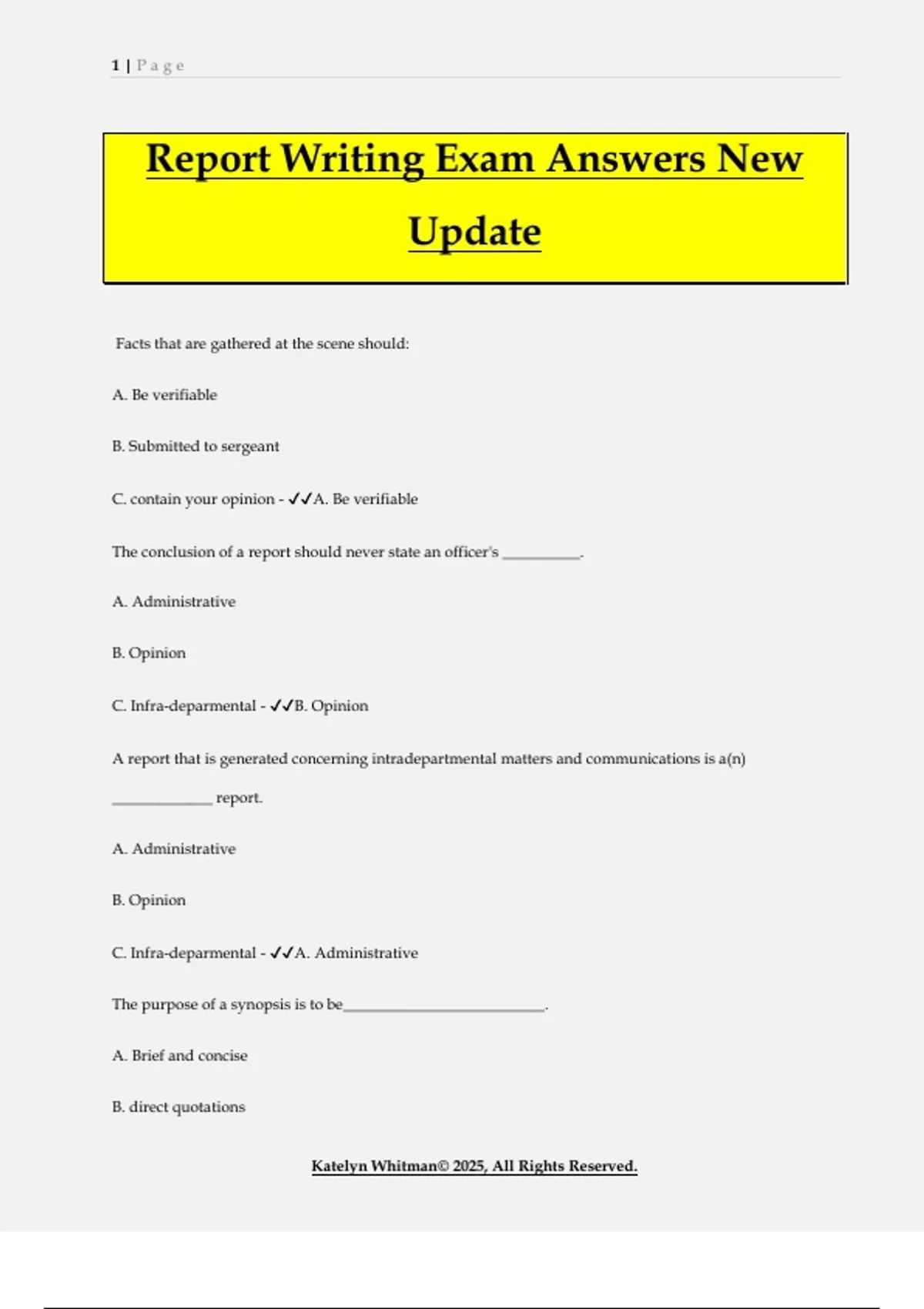 Report Writing Exam Answers New Update - News Writing and Reporting ...