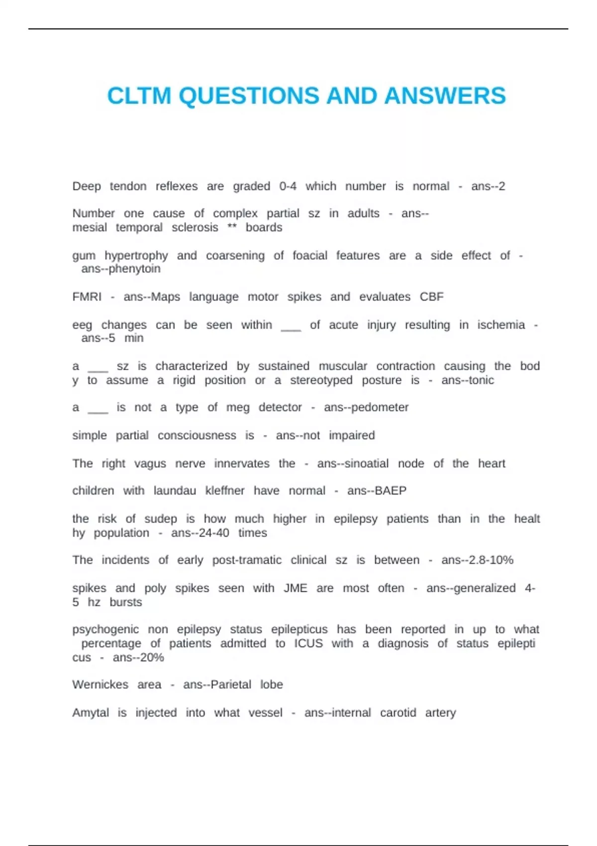 CLTM STUDY QUESTIONS AND ANSWERS - Stuvia US