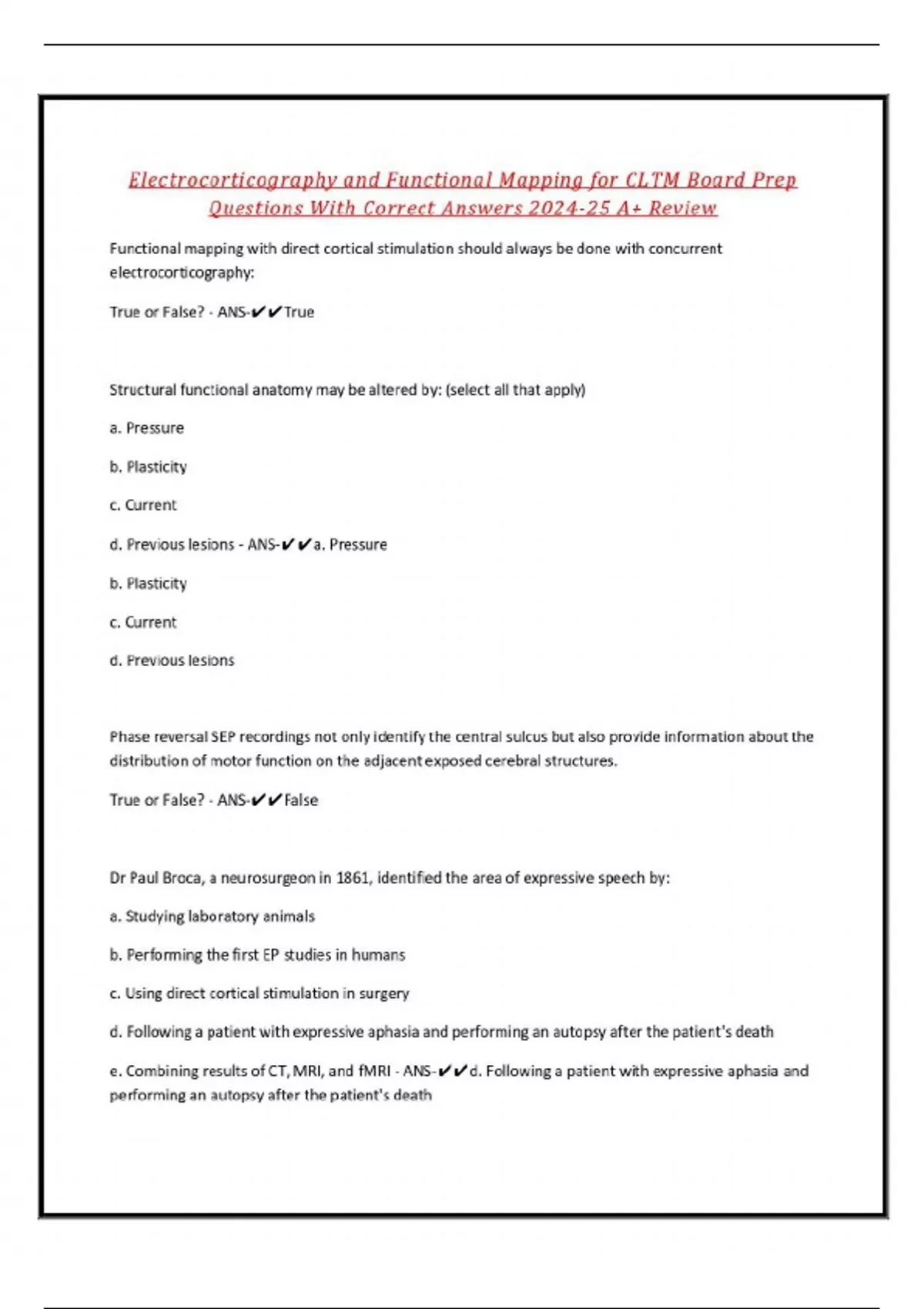 Electrocorticography and Functional Mapping for CLTM Board Prep ...