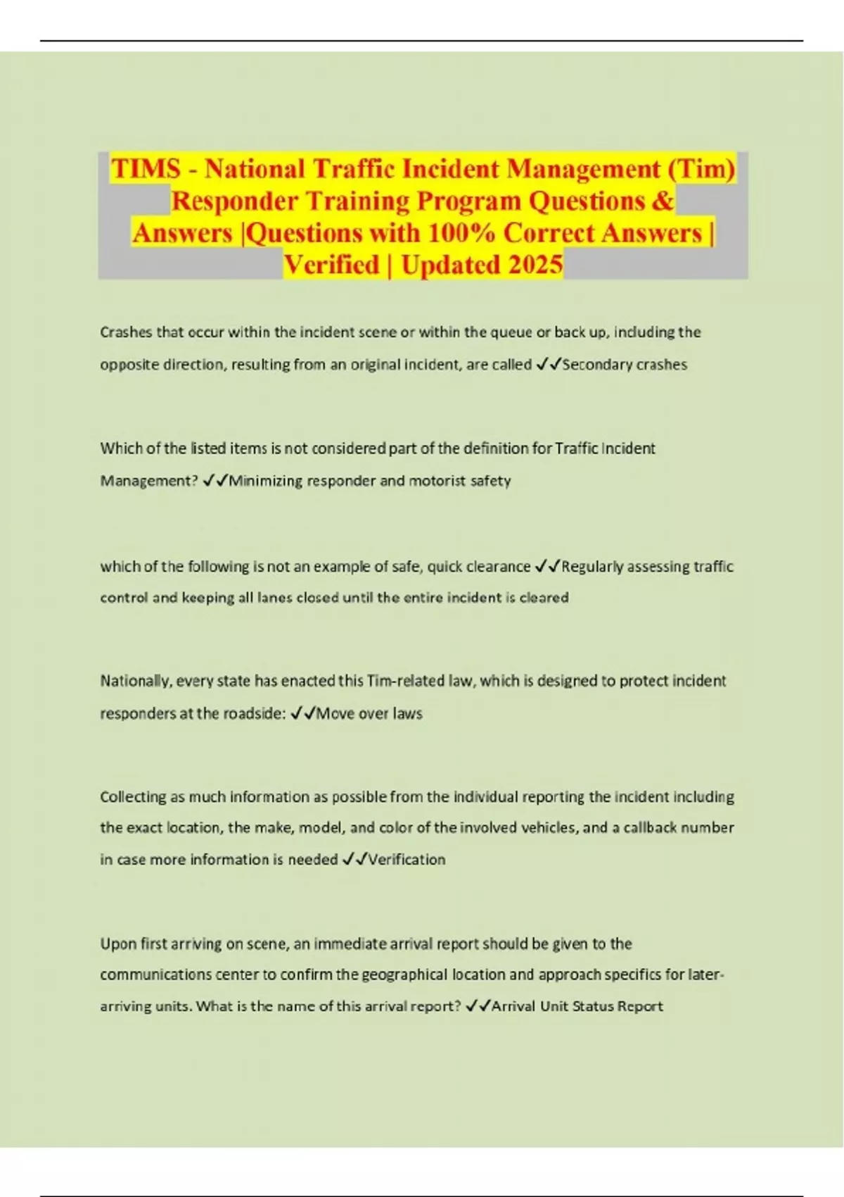 TIMS - National Traffic Incident Management (Tim) Responder Training ...