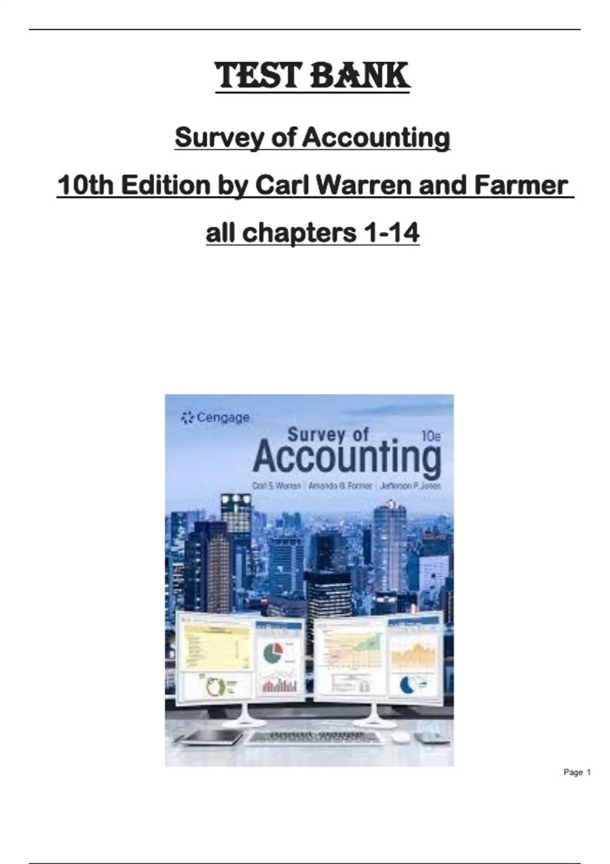 TEST BANK for Survey of Accounting 10th Edition by Carl Warren and ...