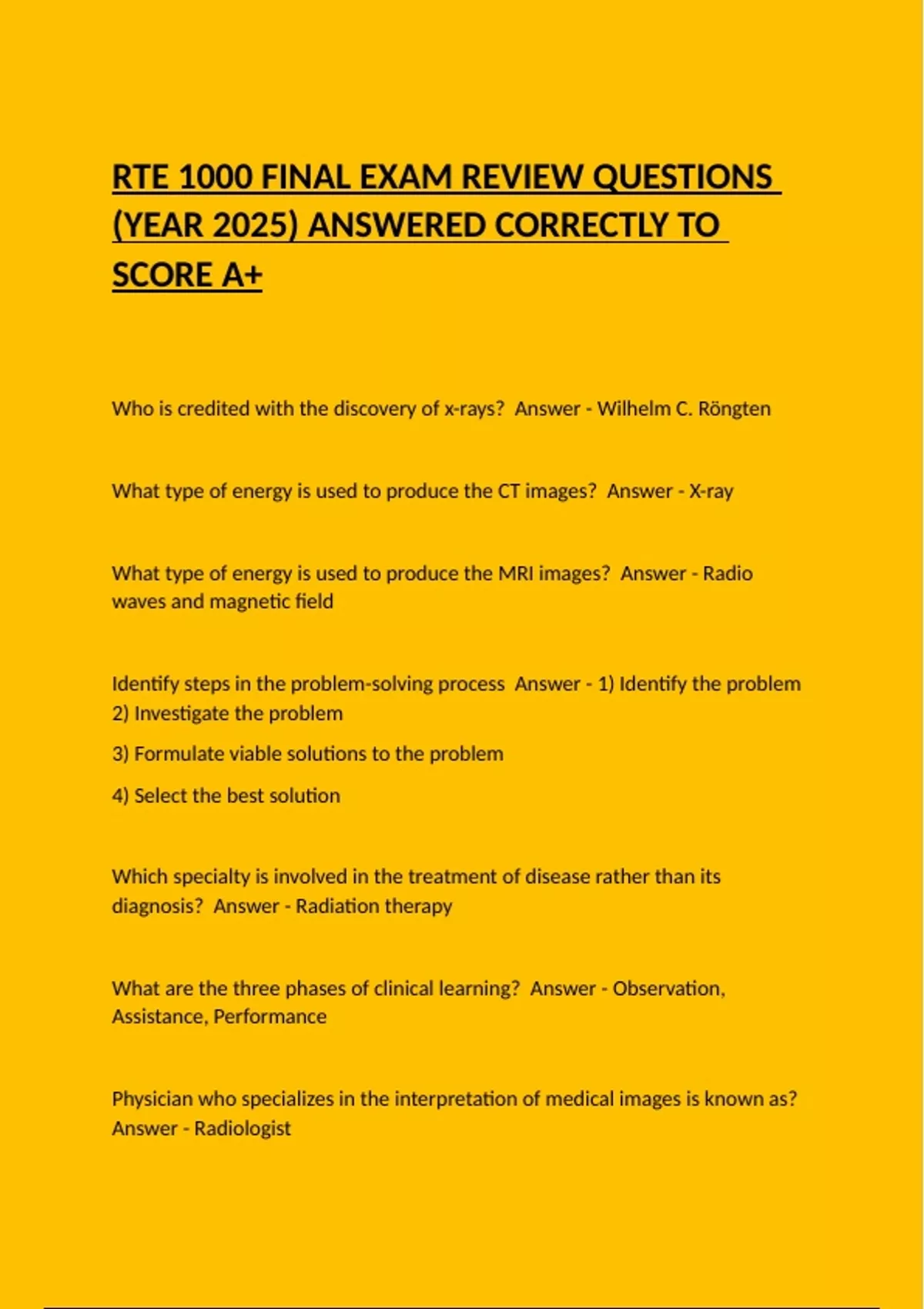 RTE 1000 FINAL EXAM REVIEW QUESTIONS (YEAR 2025) ANSWERED CORRECTLY TO ...