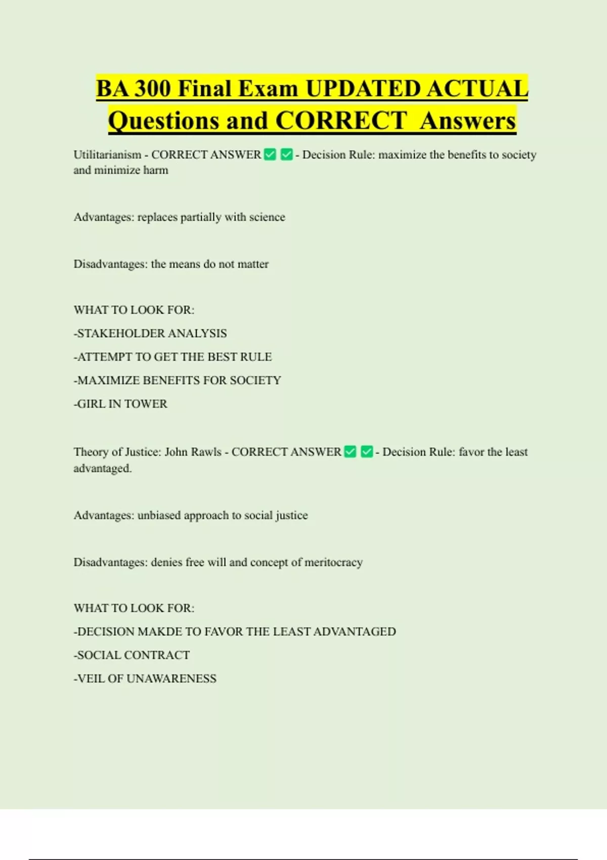 BA 300 Final Exam UPDATED ACTUAL Questions and CORRECT Answers - BA 300 ...