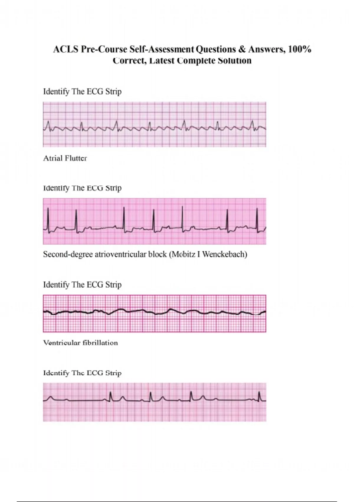 Acls Pre Course Self Assessment Questions And Answers 100 Correct