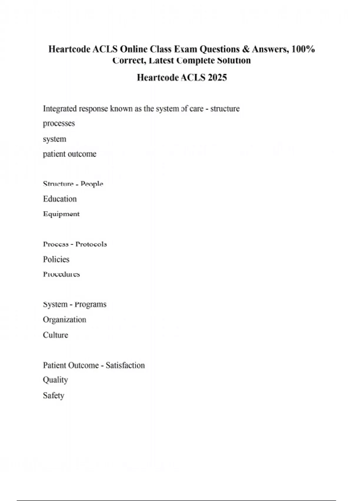 Heartcode ACLS Online Class Exam Questions & Answers, 100% Correct ...
