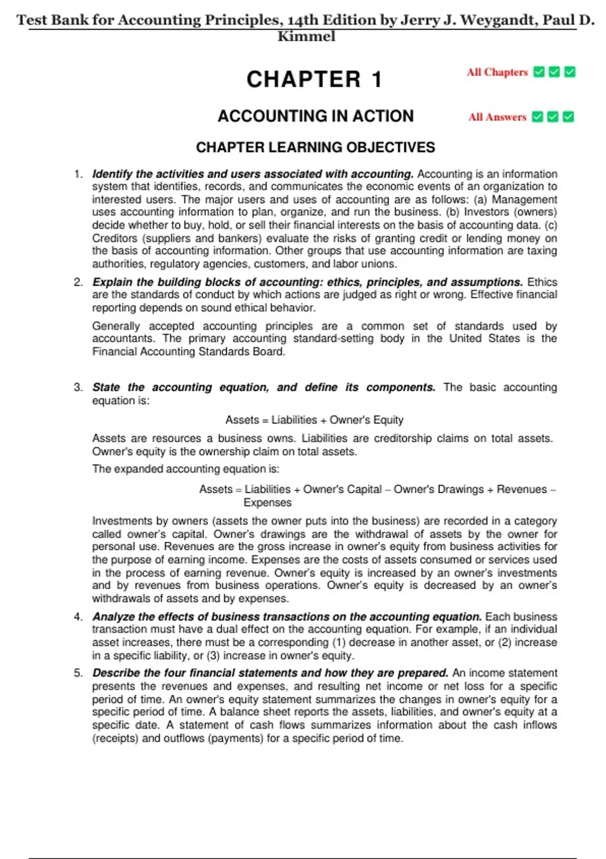 TEST BANK for Accounting Principles 14th Edition by Jerry J. weygandt ...