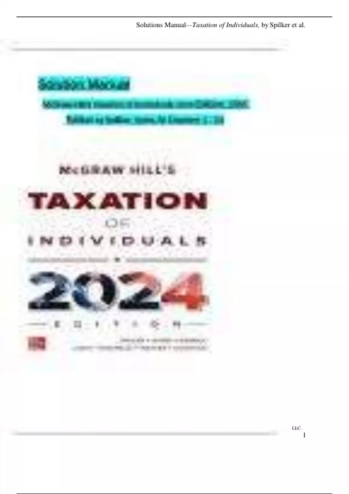 Solution Manual for McGraw-Hill's Taxation of Individuals 2024 Edition ...